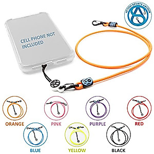 Action Sports Phone Anchor – Tough Outdoors Aussie Made Lanyard & Anti-Tangle Bungie Cord Leash Securely Tether Your Phone ProCam Keys Wallet (Orange)