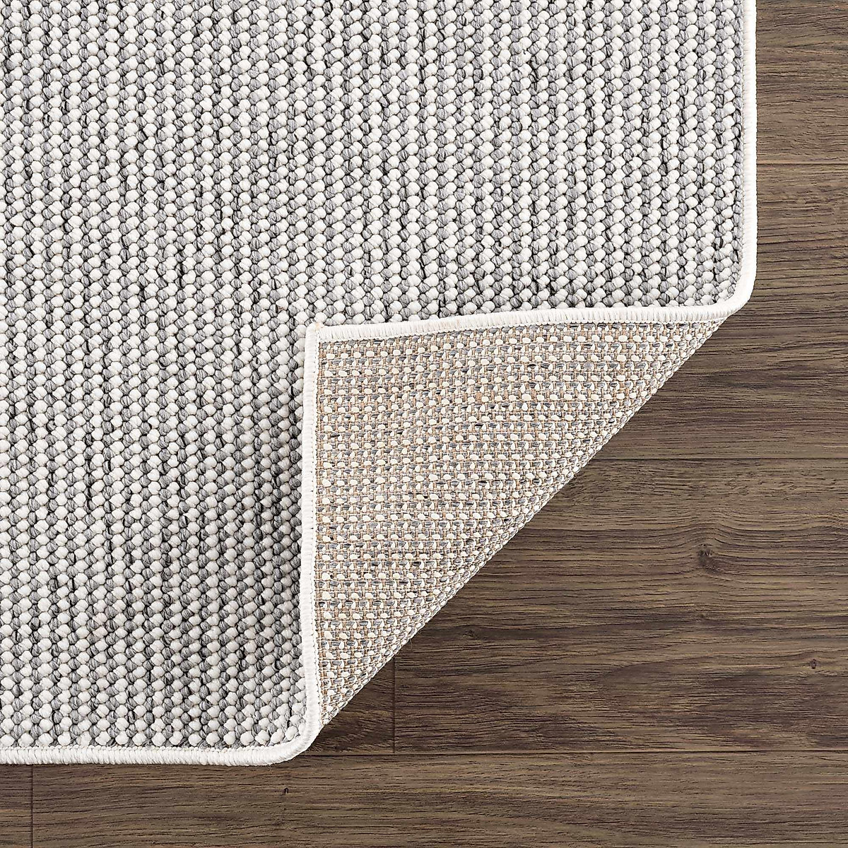 Hauteloom Mayes Living Room, Bedroom Area Rug - Farmhouse Solid Bubble Weave Carpet - Gray, White - 6'7" x 9'