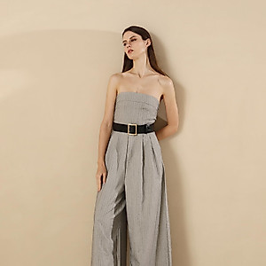 RISANTRY Women's Black Wide Belts, Black Leather Waist Belts for Women, Faux Leather Belt With Gold Buckle for Dresses