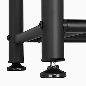 Yaheetech Metal Coat Rack Shoe Bench, 3-in-1 Hall Tree, Entryway Shoe Bench with Coat Hat Umbrella Rack 18 Hooks, Black