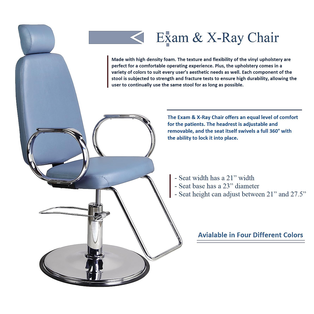 AmeriCan Goods Professional Dental Patient Exam & X-Ray Chair Deluxe Quality 360° Swivel, Adjustable & Removable Headrest Stool (Graystone)