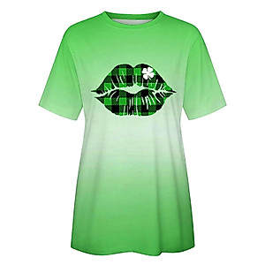 CGGMVCG St Patricks Day Shirt Women Women's Cute Shirt Shirt Top Short Sleeve Casual Print T Shirt Green Shirts for Women, V, L