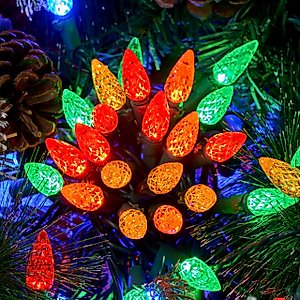 Joiedomi C6 LED Christmas Lights Outdoor,140(2 x 70) Counts Strawberry Christmas Trees Lights, 45.2FT Connectable String Lights Faceted Fairy Lights for Indoor Outdoor Holiday Party Decor(Multicolor)