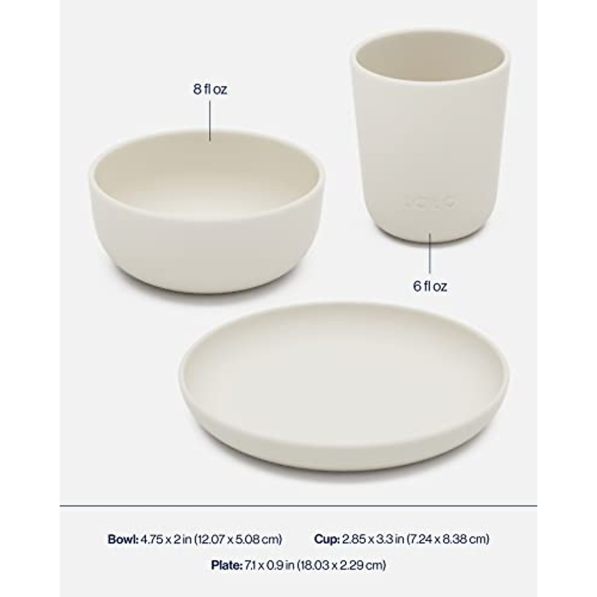 Lalo Big Bites Kids Dinnerware Starter Set - Dishwasher Safe, BPA Free, Kids Tableware Set - Includes Stackable Bowl, Plate, Utensils & Cup - 5 Pieces - Oatmeal