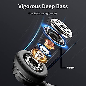 Tecno Bluetooth Headphones with Microphone, Wireless Over Ear Bluetooth Headphones, Deep Bass Memory Foam Ear Cups Headphones Wireless Bluetooth with Portable Case for Travel Home Office, N1