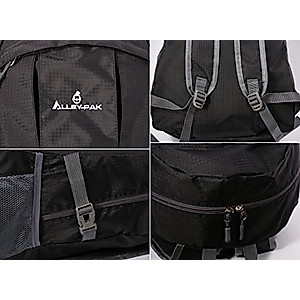 Alley-Pak lightweight travel hiking waterproof daypack 35L with reflector black backpack
