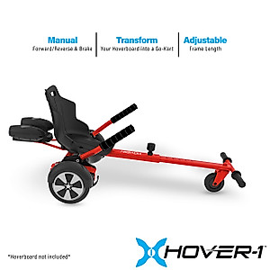 Hover-1 Falcon-1 Buggy Hoverboard Attachment Turbo LED Lights, Compatible with Most 6.5" & 8" Hoverboards, Hand-Operated Rear Wheel Control, Adjustable Frame, Easy to Install Hoverboard Go Kart