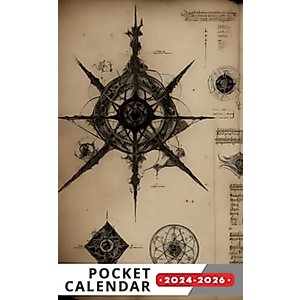 Pocket Calendar 2024 - 2026 With Moon Phase: Three-Year Monthly Planner for Purse , 36 Months from January 2024 to December 2026 | Lovecraftian symbols