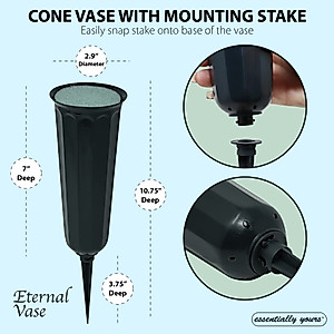 Essentially Yours Memorial Floral Vases with Foam Included - (Green, 6 Pack) | Outdoor In Ground Vases with Stakes, for Fresh and Artificial Flowers