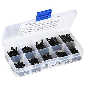 M2.5 x 3-20mm Alloy Steel Socket Head Screws, Black Screw Bolt with Nut, 300Pcs Socket Head Cap Screw Fastener for Professionals Amateurs