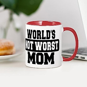 CafePress Worlds Not Worst Mom Mugs Ceramic Coffee Mug, Tea Cup 11 oz