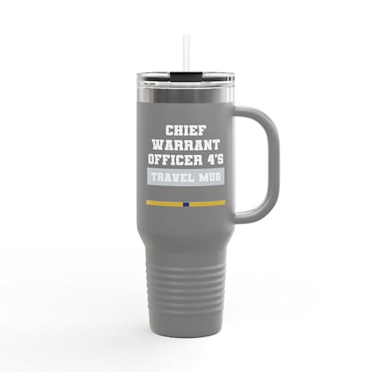 Chief Warrant Officer 4's Travel Mug: Insulated Stainless Steel Tumbler with Handle and Straw, Military Gift (40oz)