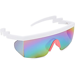 Zodaca Neon 80's Sunglasses for Rave Accessories, Rimless Mirrored Glasses (3 Pack)
