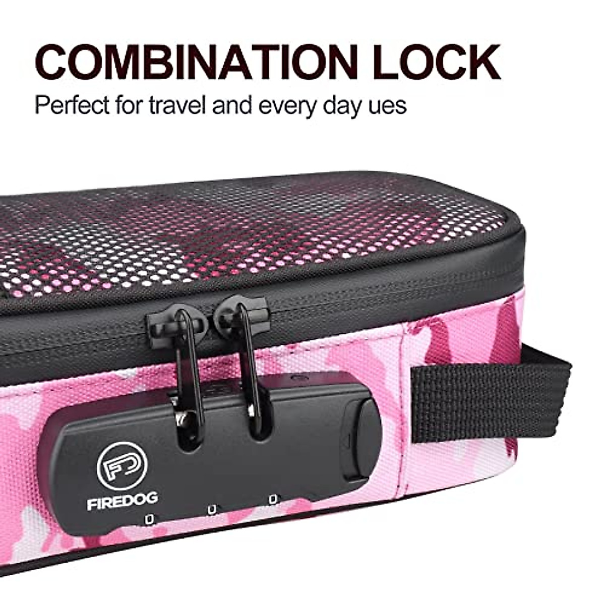 FIREDOG Smell Proof Bag with Combination Lock (Red Camo, 8x4x2.75 Inch)