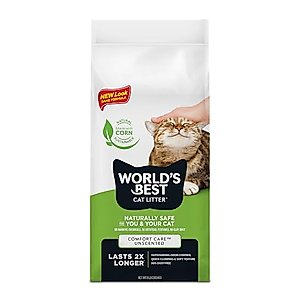 WORLD'S BEST CAT LITTER Comfort Care Unscented, 8-Pounds - Natural Ingredients, Quick Clumping, Flushable, 99% Dust Free & Made in USA - Long-Lasting Odor Control & Easy Scooping