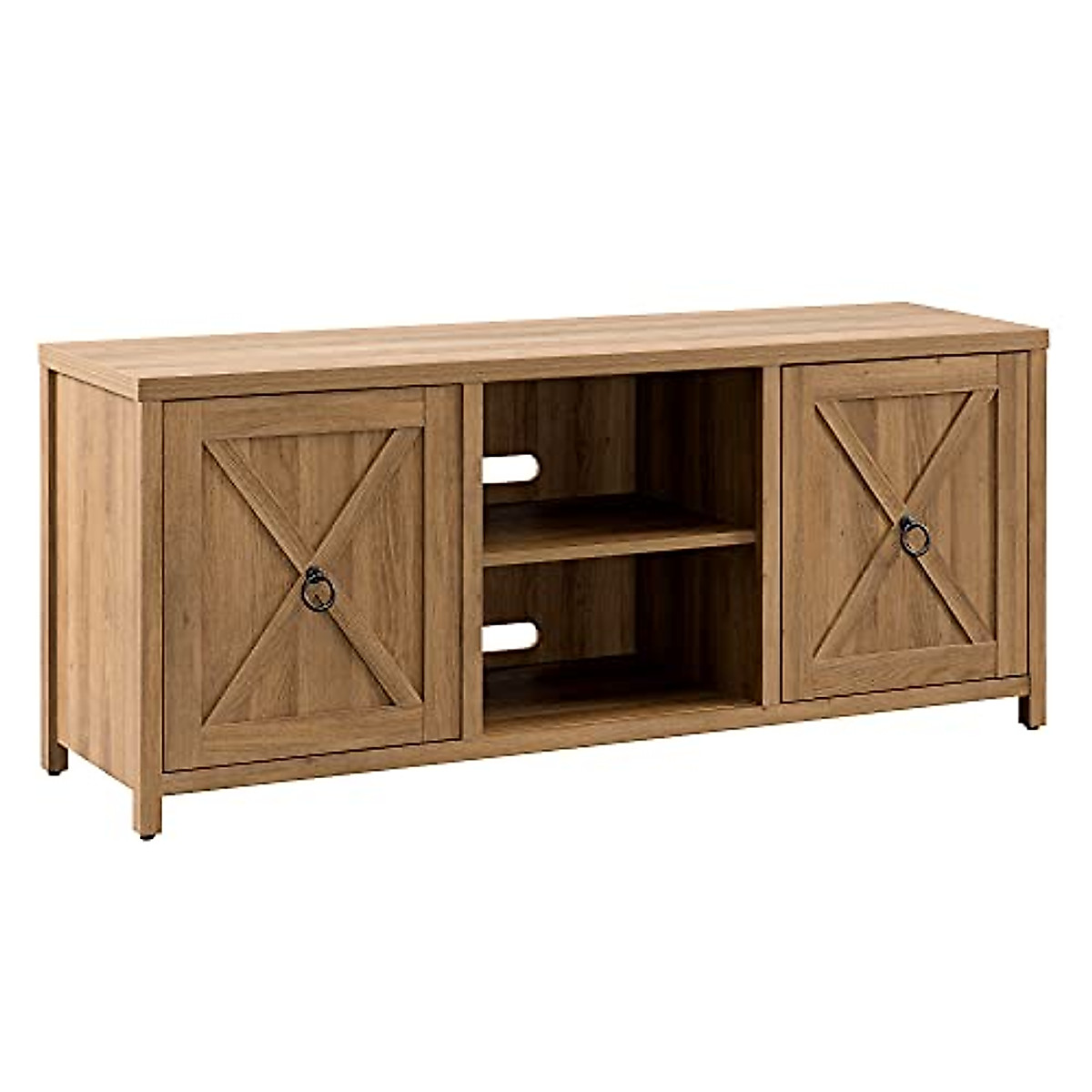 Henn&Hart Rectangular TV Stand for TV's up to 65" in Golden Oak, Electric Fireplace TV Stands for the Living Room