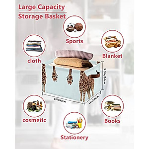 Storage Bins, Funny Cute Giraffe Storage Baskets for Organizing Closet Shelves Clothes Decorative Fabric Baskets Large Storage Cubes with Handles