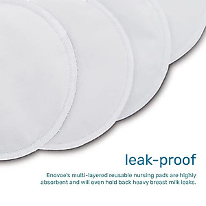 Enovoe Organic Bamboo Breastfeeding Pads (12 Pack) with Laundry Bag - Reusable Nipple Pads for Breastfeeding are Super Soft, Machine Washable and Hypoallergenic - Nursing Pads Disposable - White