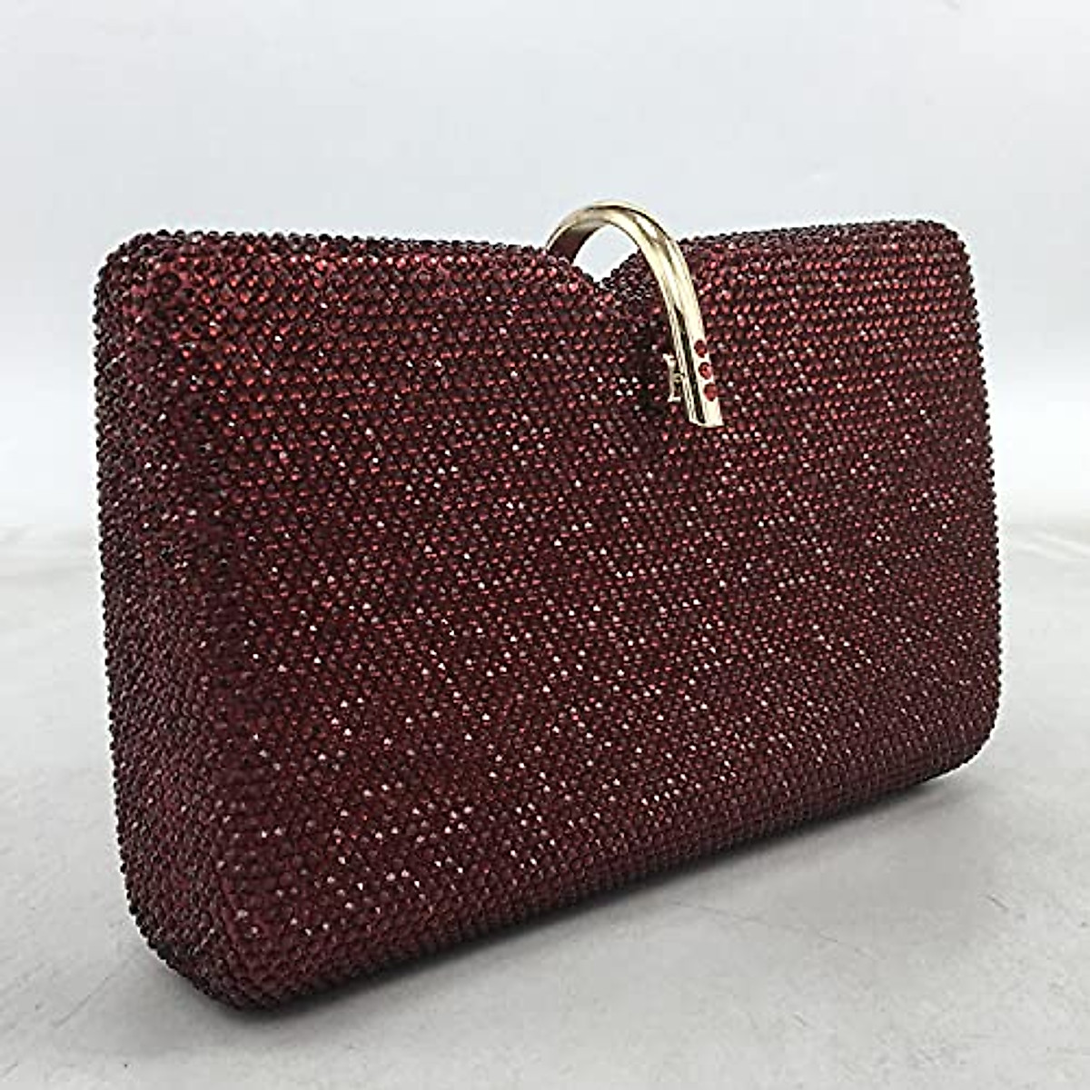 Elegant Women Crystal Evening Bags Wedding Cocktail Party Diamond Clutch Handbags (Wine Red)