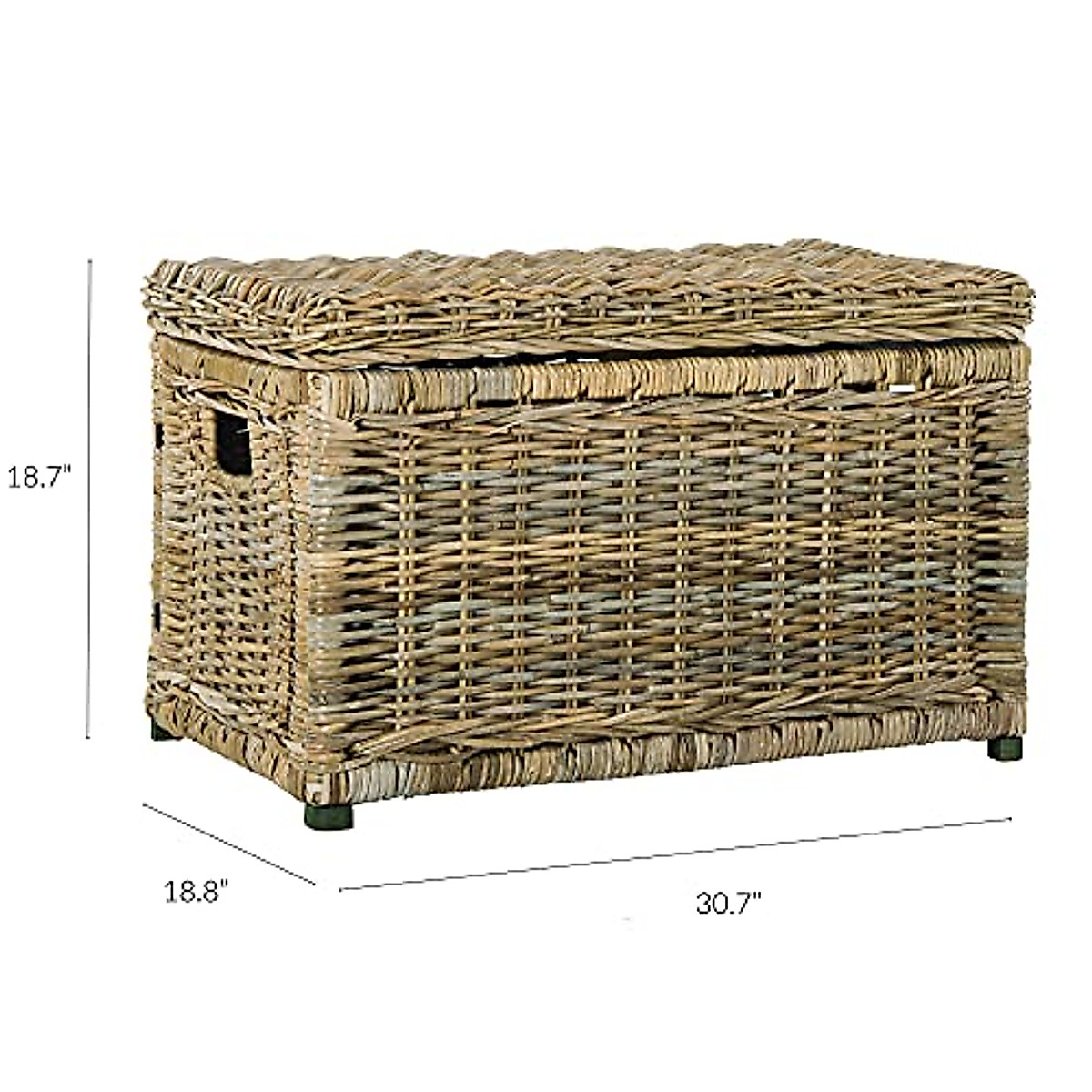happimess HPM9002B Elijah 30" Wicker Storage Trunk, Collapsible for flat storage, Rattan-Kubusoft Gray, Coastal for Office, Dorm Room-LivingRoom, Bedroom, Dining Room, Natural