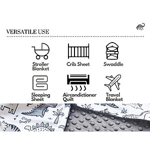 Giggle Angel Baby Plush Minky Blanket Double Layer with Dotted Backing for Baby Girl or Baby Boy (Dinosaur Pattern)