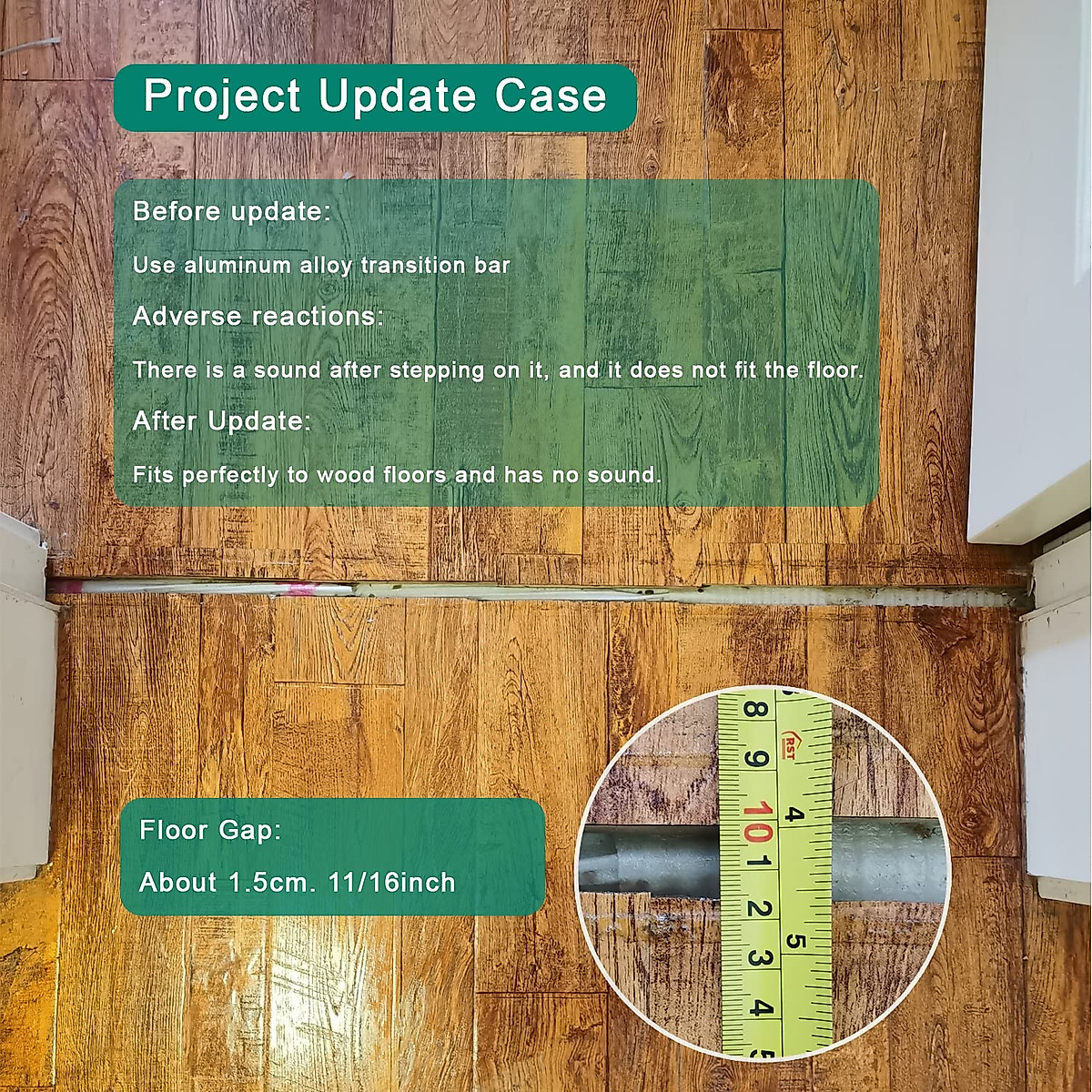 DAILISEN Self Adhesive Vinyl Flat Floor Transition Trim Strip,Wood Floor Gap Cover Strips,for Laminate,Wood to Vinyl,Door,Floor Gap Cover and Joining.Wood Grain,78.7in L x 1.57in W, Grey