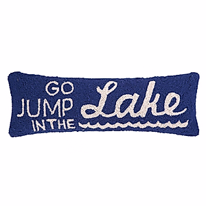 Peking Handicraft Jump in The Lake Hook Pillow, 8 by 24-Inch, Blue