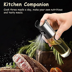 Shiadarix Oil Sprayer for Cooking, Olive Oil Sprayer Mister for Air Fryer, 100ml Glass Olive Oil Spray Bottle with Stainless Steel Cap, Oil Spritzer Dispenser for Kitchen Baking Frying (2 Piece Set)