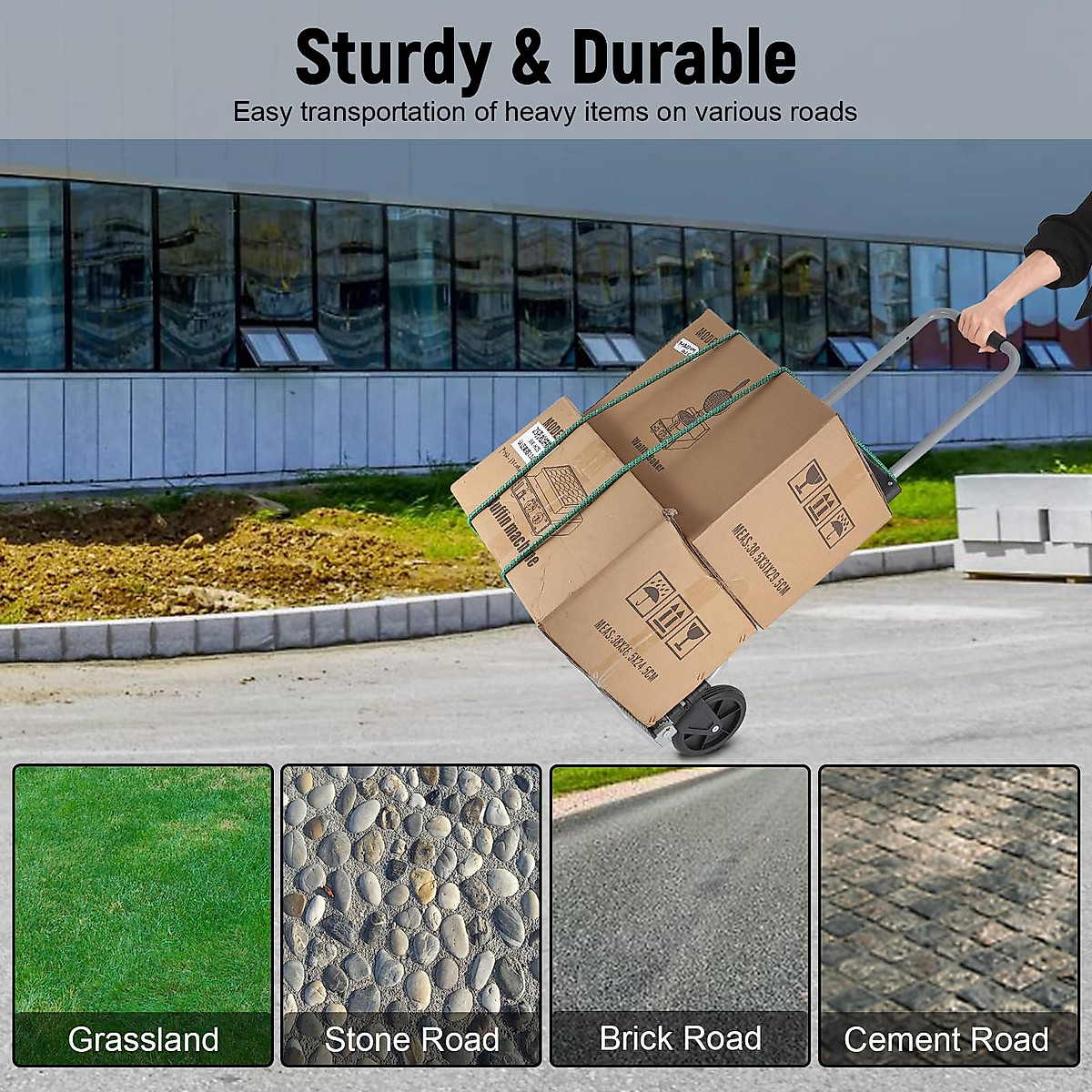 Folding Hand Truck Portable Foldable Dolly Cart, Lightweight Portable Folding Dolly Cart, 180lbs Capacity, with Bungee Cord, Silent Wheels, Telescoping Handle, Dual Bearings