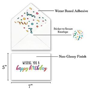 100 Happy Birthday Cards Bulk, Large 5x7 Inch Assorted, with Envelopes ,Stickers and Simple Greetings Inside , 10 Unique Designs, Thick Card Stock Box Set