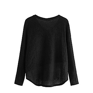 Floerns Women's Plus Size Waffle Knit Shirt Casual Colorblock Long Sleeve V Neck Pullovers Tops Multi 0XL