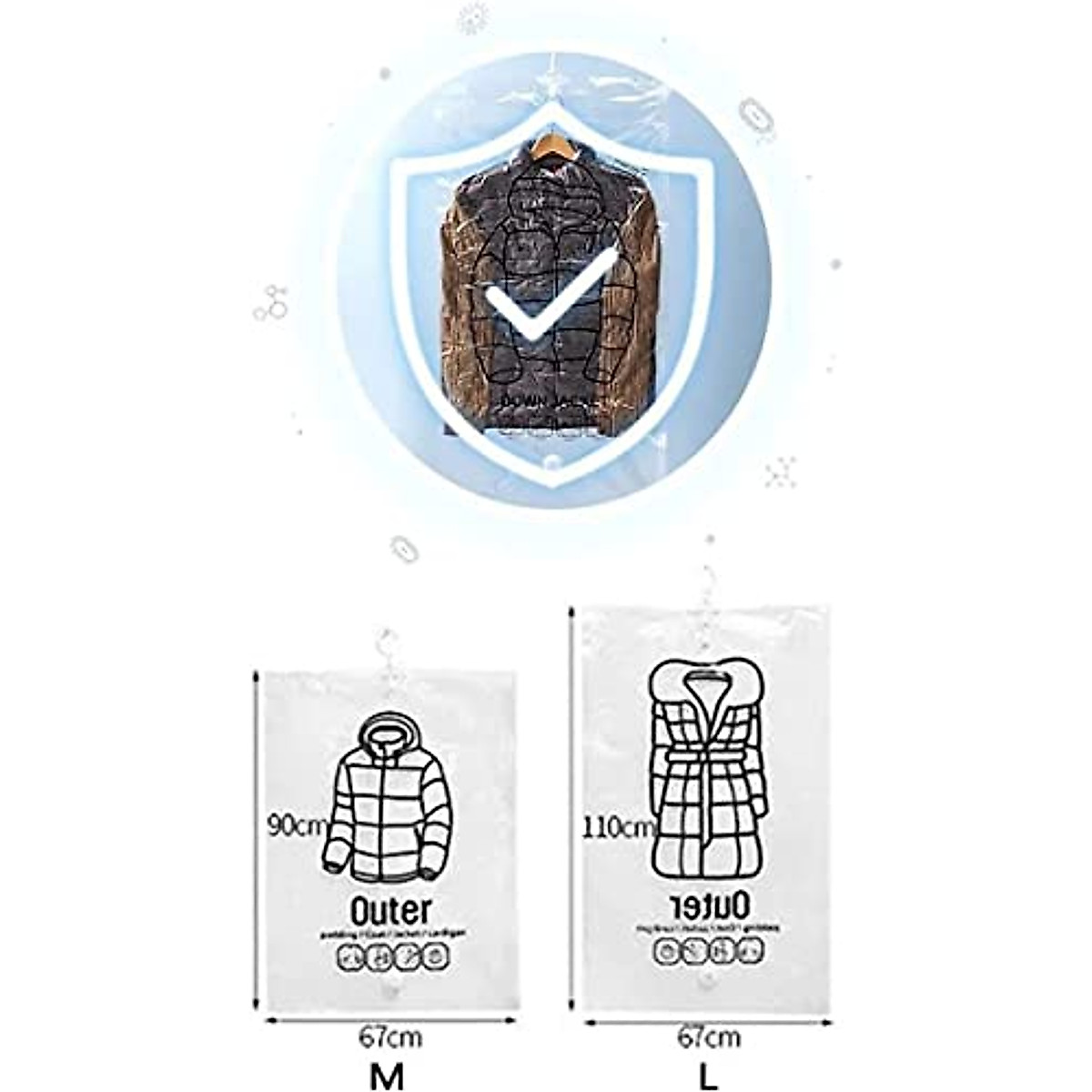 2023 Hanging Compressible Storage Bag -【New Version】Vacuum Storage Bags w/Manual Air Pump, Reusable & Durable, Clothes Vacuum Organizer for Home Closet Organization (Medium, 2 PCS)