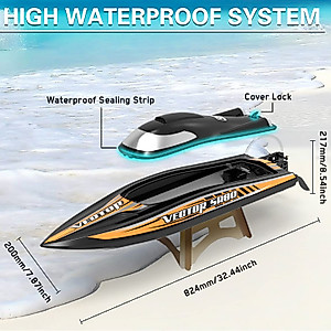 VOLANTEXRC Brushless Remote Control Boat VectorSR80 45MPH High-Speed RC Boats for Adults Ready to Run Waterproof Design Fast RC Boat with Self-Righting for Lake & River Toy Gifts (798-4 RTR)