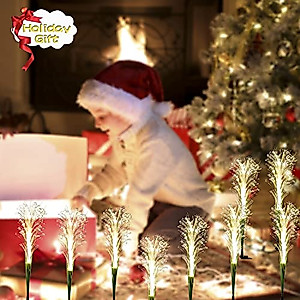 AOLIY Solar Garden Flower Lights, 2 Pack Reed Outdoor LED Waterproof Garden Stake Lights Path Decorative for Patio Yard Pathway Landscape Enlarged Solar Panel.(Warm White)