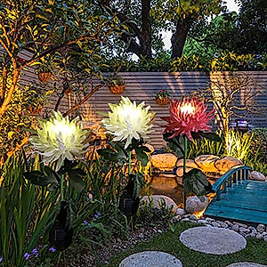 sknonr Outdoor Waterproof Garden Lawn Plug-in Light LED Solar Light Artificial Chrysanthemum Light Home Garden Decoration 3 Pieces, 80cm