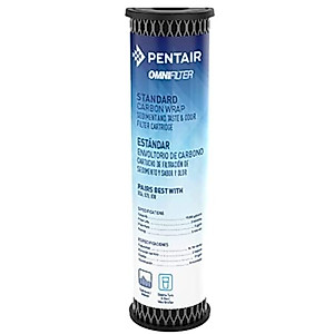 Pentair OMNIFilter TO1 Carbon Water Filter, 10-Inch, Standard Whole House Carbon Wrap Sediment and Taste & Odor Replacement Filter Cartridge, 10" x 2.5", 5 Micron, Pack of 1