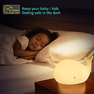WoneNice Silicone Night Light, Kids Night Light for Bedroom, 7-Color Breathing Modes, Touch Sensor Control, USB Rechargeable Cute Night Lights for Kids Room