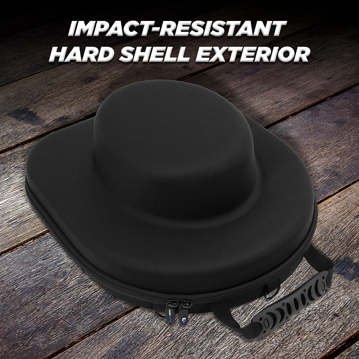 CASEMATIX Hat Case for Fedora, Panama, Bowler Hats and More - Hard Shell Hat Travel Case with Carry Strap, Luggage Strap and ID Card Slot, Hat Carrier for Hats With Up To 3" Brim