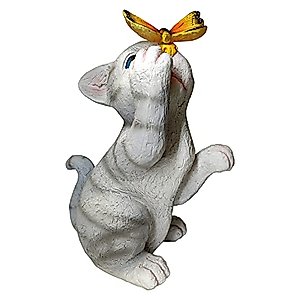 Notakia Cat Statues Butterfly Solar Light Garden Decor, Garden Cat Statue, Outdoor Resin Statue Animal Sculpture, cat with Butterfly Garden Statue Outdoor Decorative Landscape Lights Solar Powered
