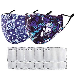 Ligart Printed Dust Mask,Anti Pollution Breathable Mask with 10 Filters,Resist Dust, Smoke, Allergies, Pollen for Men Women
