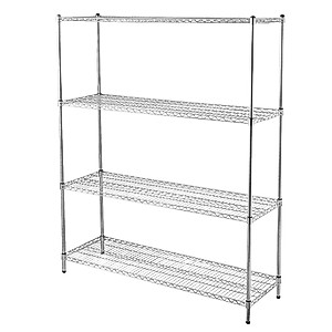 4-Tier Steel Wire Deck Industrial Storage Rack,Heavy Duty Adjustable Wire Shelving for Custom Workshop/Garage Storage Solutions, Total Capacity: 272kg