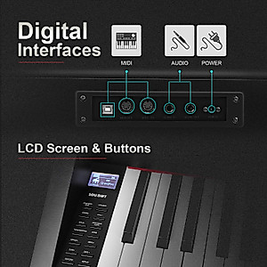 Souidmy G-310W - 88 Key Digital Piano with Full Weighted Graded Hammer Action, String Resonance, Bluetooth MIDI, for Beginner and Professional, Electric Piano Keyboard with Sustain Pedal and Bag