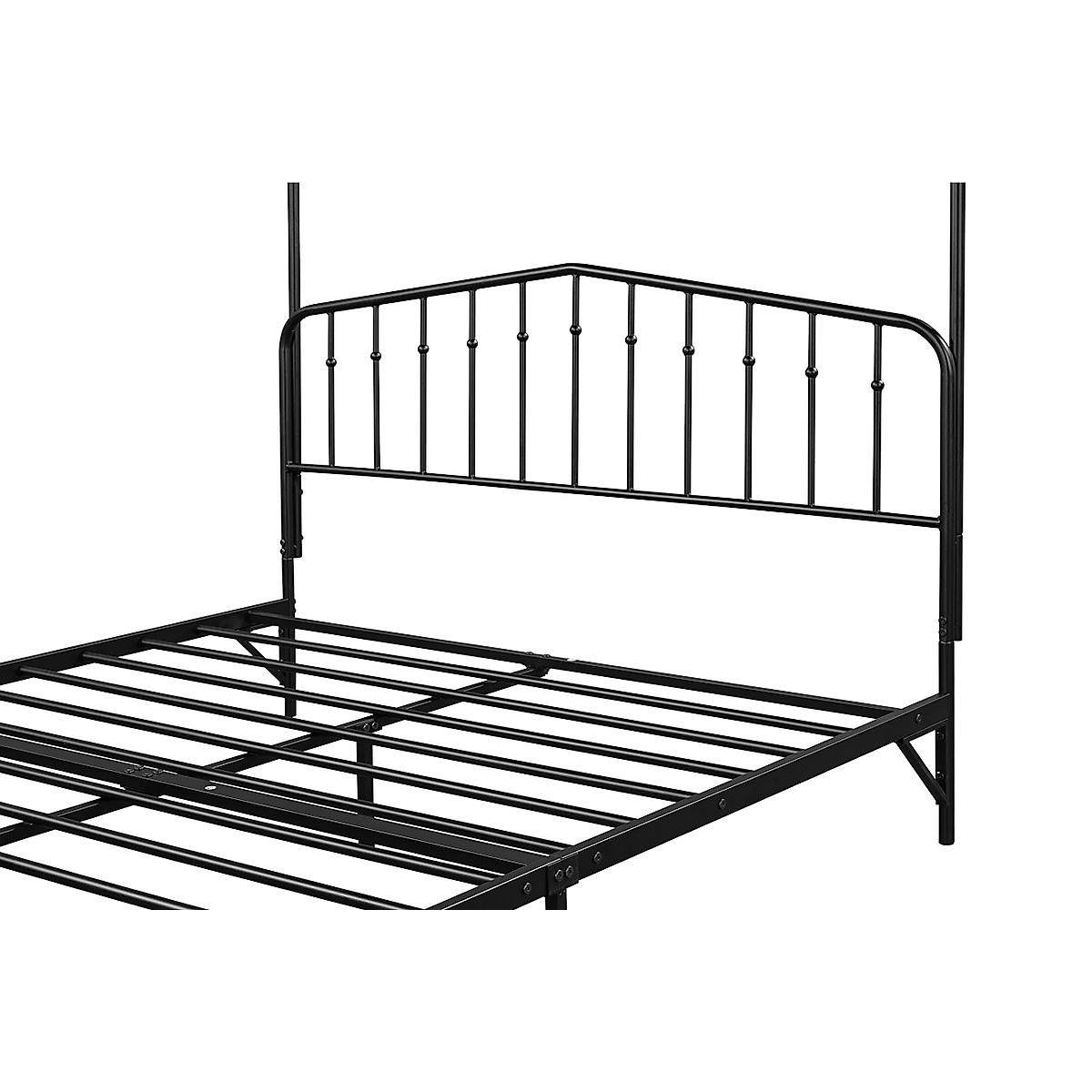 Tensun Detachable Queen Anti-Noise Platform Metal Canopy Bed with Headboard,Black