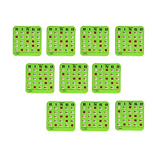 Regal Bingo Bulk Bingo Cards with Sliding Windows - Reusable Large Print Bingo Game Cards for Adults Large Group - 10 Pack, Green