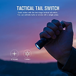 OLIGHT Warrior Mini2 1750 Lumens Rechargeable Tactical Flashlight with Dual Switch and Proximity Sensor, High Performance LED Flashlights for EDC, Outdoor, Camping and Emergency (Black)