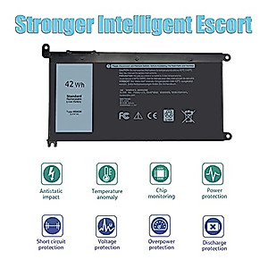 Bovekeey 42Wh 11.4V WDX0R Battery for Dell Inspiron 13 15 5000 7000, 5570 7579 7378 5567 7573 5565 5379 5378, Latitude 3490 3590 3340 3400 3390 3500 3190 Vostro 5468 5568 P69G 3CRH3