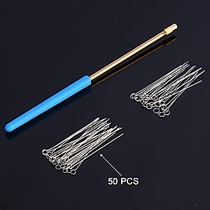 stonylab Inoculating Loops, 1 Reusable Inoculating Holder and 50 pcs Nichrome Inoculating Loops for Lab Microbiology