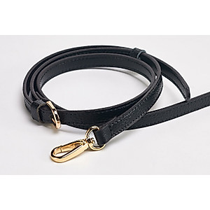 Live Up Full Grain Leather Adjustable Replacement Strap Cross Body Bag Purse, 43-51 inch Gold Hardware (Black)