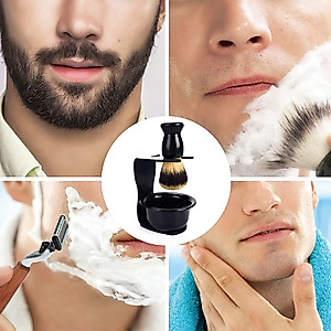 CINEEN 3-in-1 Shaving Brush Kit Includes Badger Hair Shaving Brush Shaving Bowl Razor & Brush Holder Shaving Brush Set for Father Husband Boyfriend Birthday and Valentines Day Gifts