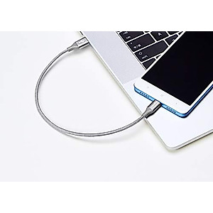 Amazon Basics Double Braided Nylon USB Type-C to Micro-B 2.0 Male Charger Cable | 1 foot, Silver